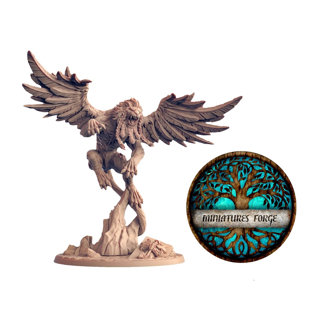 Big Holy Gryphon Miniature Get EXTRA Wooden RPG Engraved BOX - Etsy