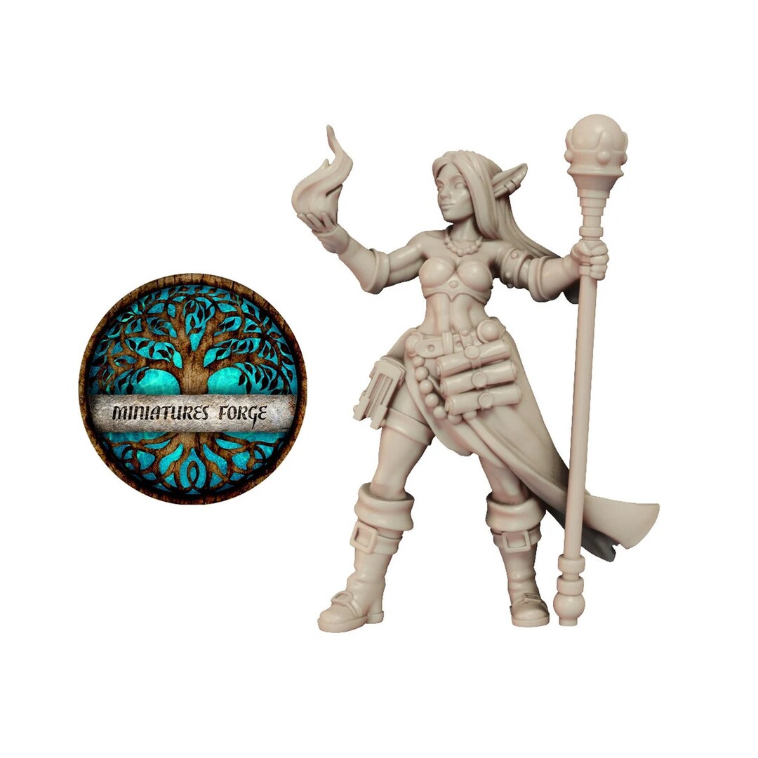 Female Wizard Miniature Elf Mage Sorcer Gm Dungeons and Dragons Mini - Etsy
