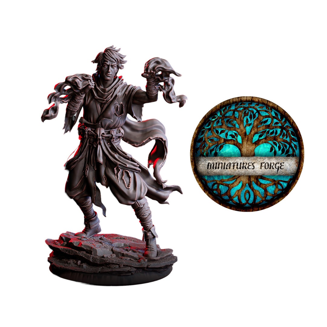 Wizard Miniature Akira Fog Dungeons and Dragons Mini Sorcerer Druid - Etsy