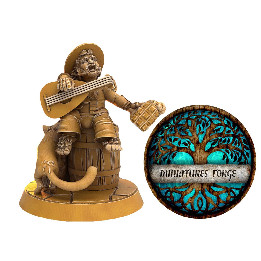 Dfm Halfling Bard Miniature on Barell Miniature Dungeons and Dragons ...