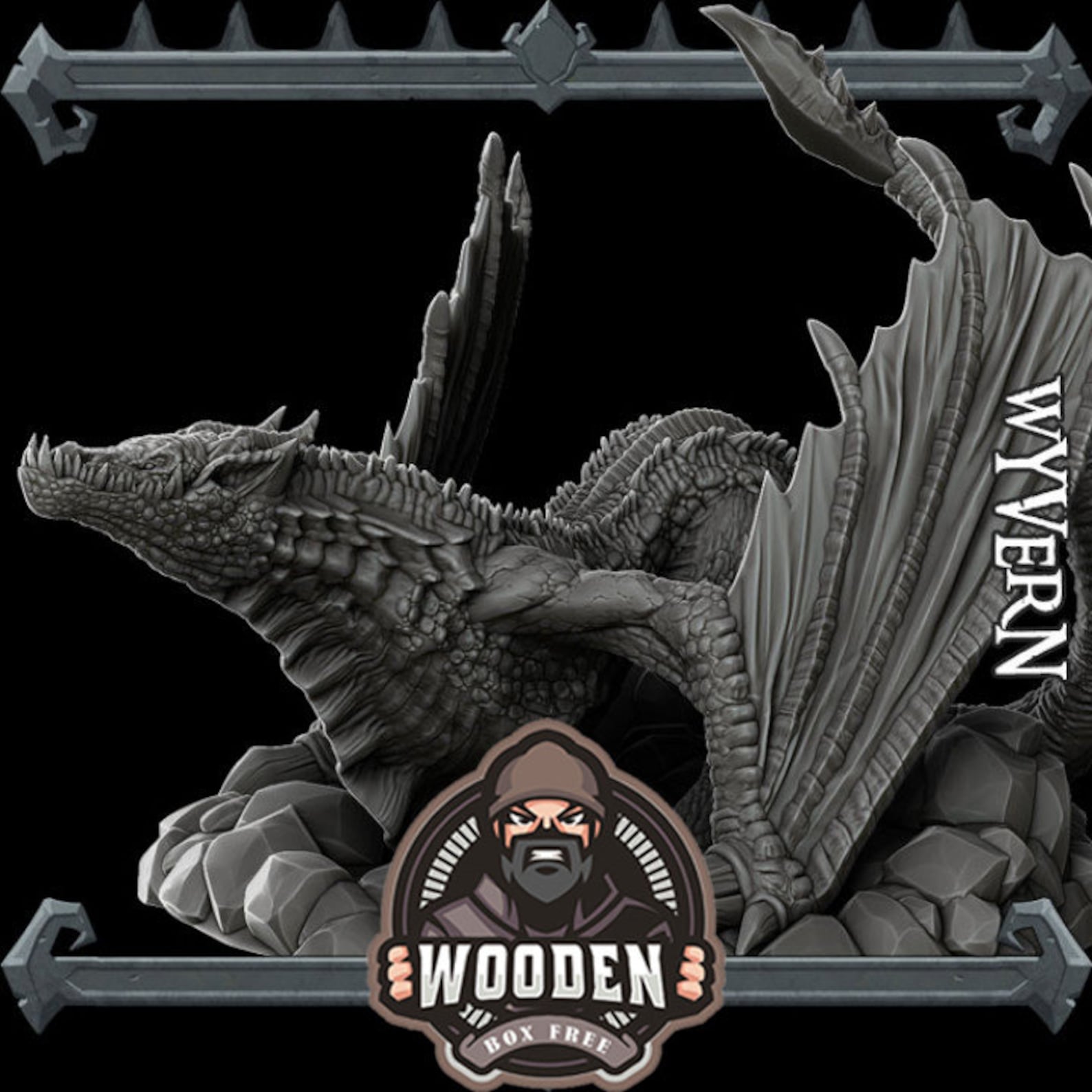 Wyvern 75mm Base Get FREE Wooden RPG Engraved BOX - Etsy