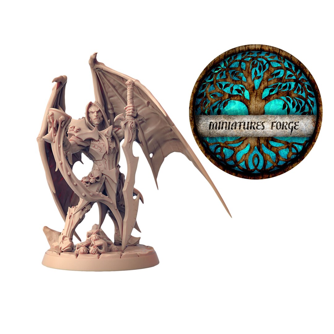 Ag Vampire Miniature Vladkeron Winged Dungeons and Dragons Mini - Etsy