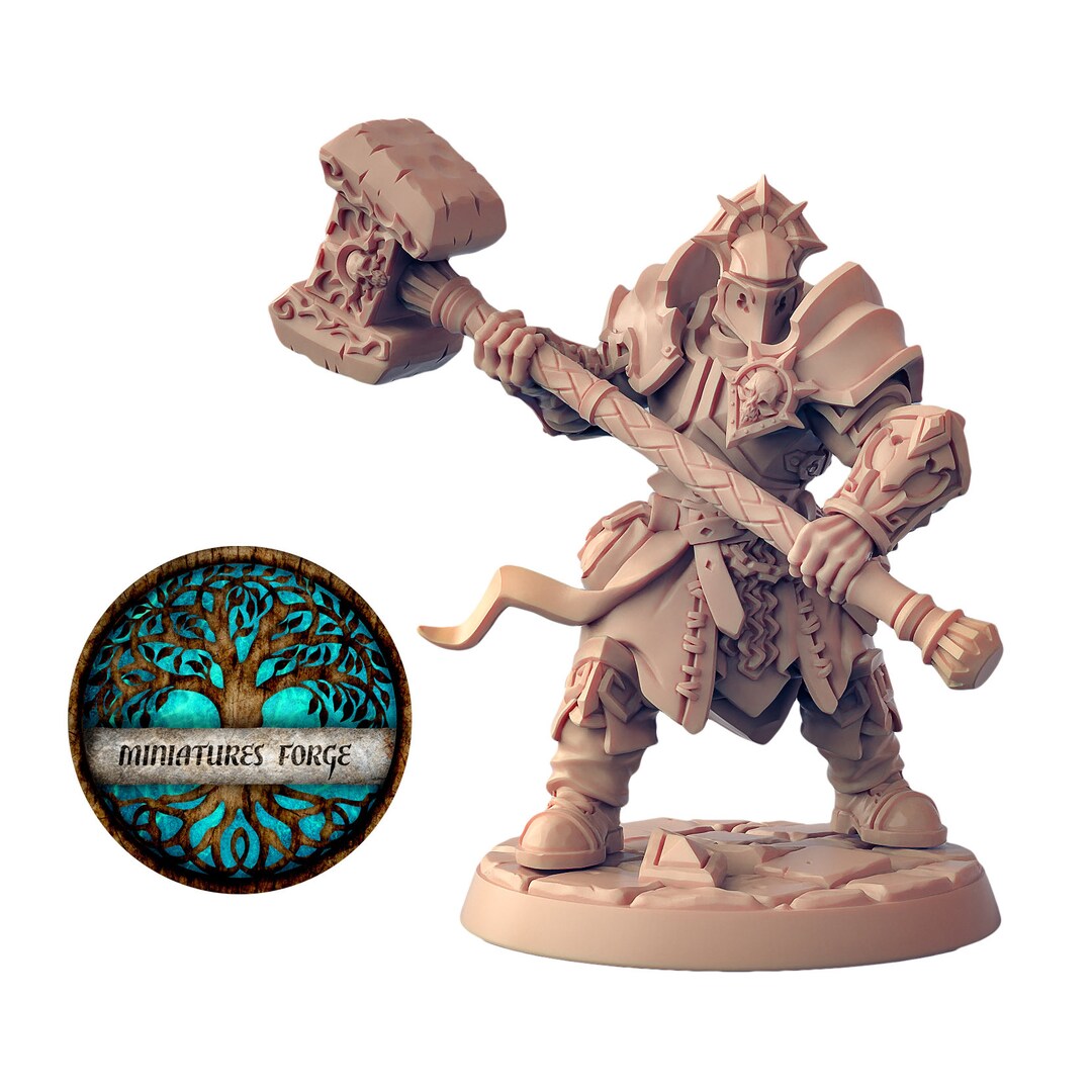 Ag Templar Miniature Two Handed Hammer and Helmet Human Dungeons and ...