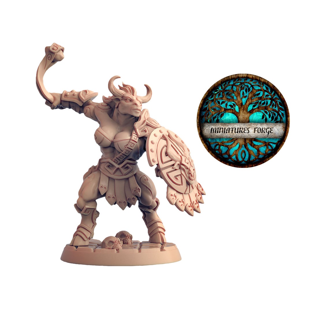 Ag Minotaur Miniature Warrior F Miniature Dungeons and Dragons Mini - Etsy