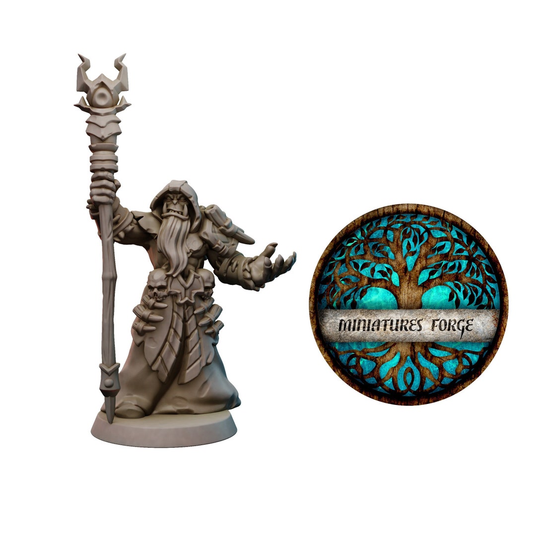 Gm Male Orc Wizard Galaad Miniatures Get FREE Wooden RPG Engraved BOX ...