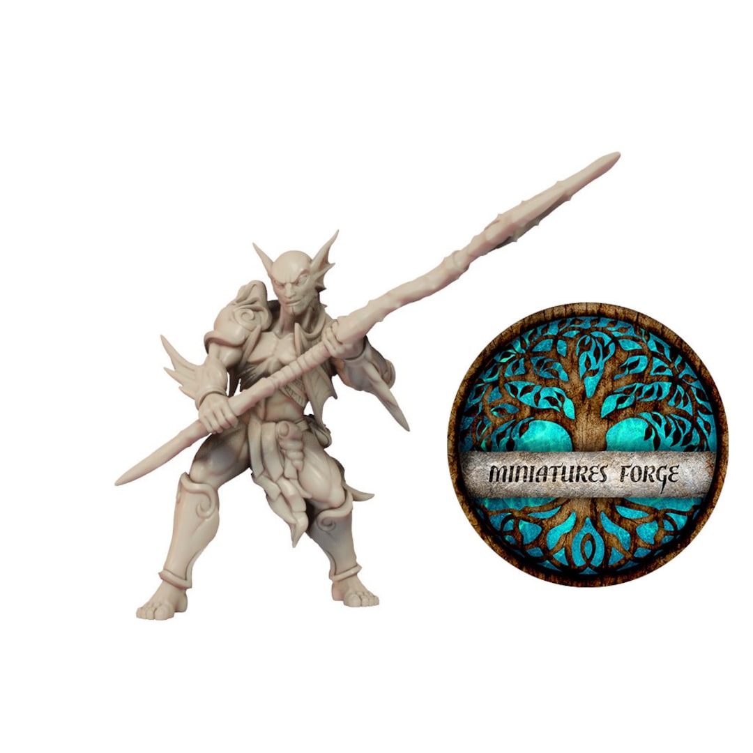 Ag Sea Elf Miniature Bold Trident Attack Dungeons and Dragons Mini - Etsy