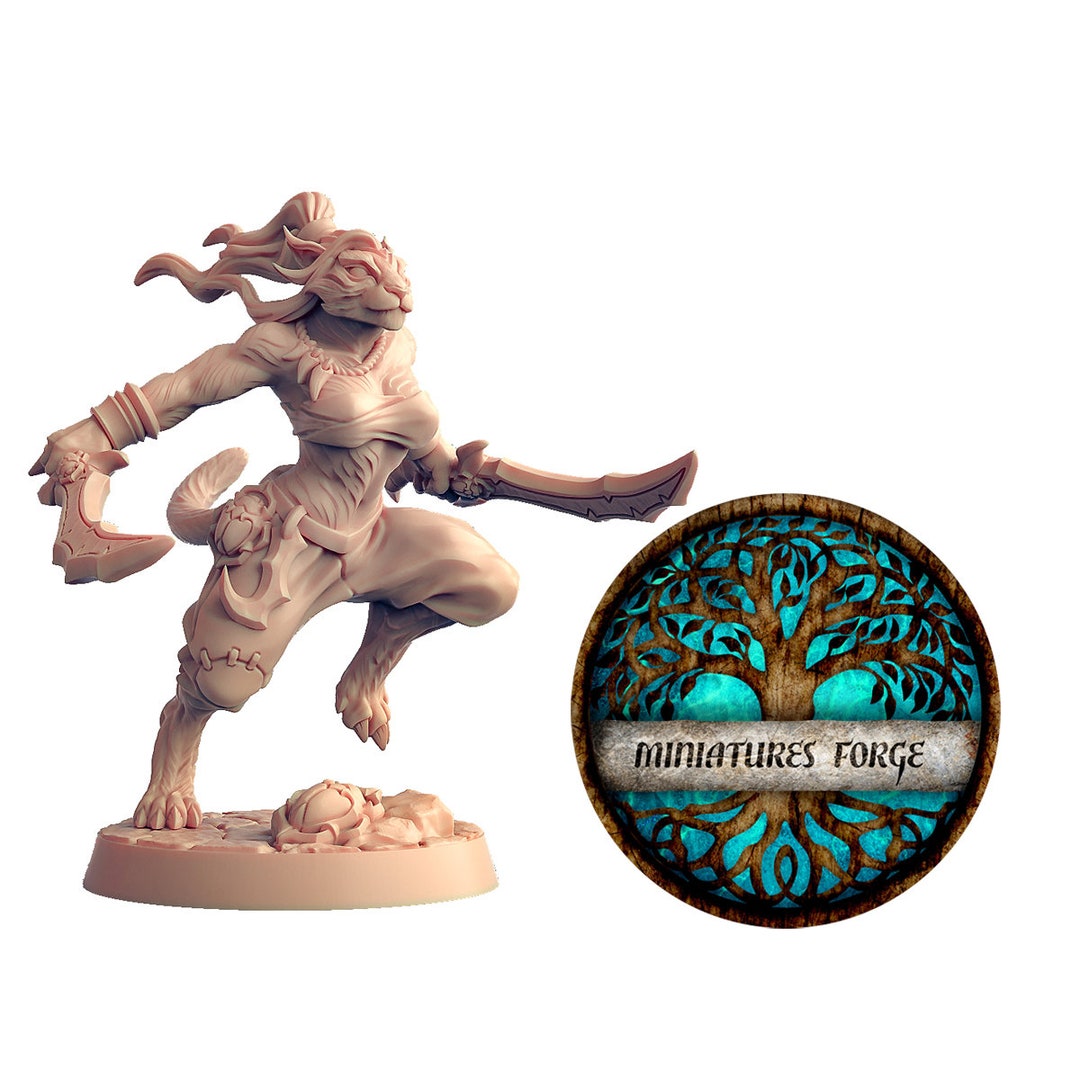 Ag Tabaxi Female Rogue Miniature Dungeons and Dragons Mini 28mm 32mm ...