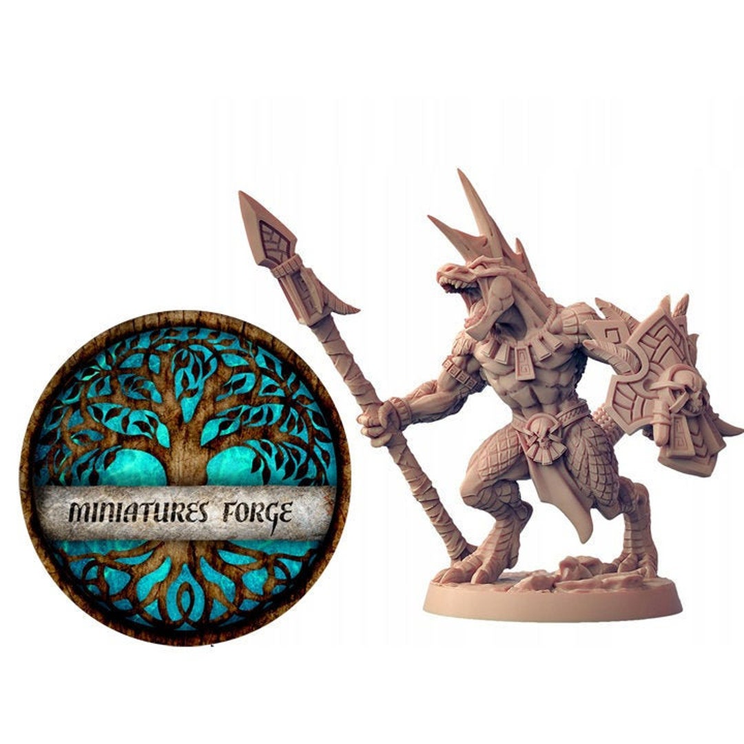 Ag Lizardfolk Miniature Spearman Dungeons and Dragons Mini - Etsy