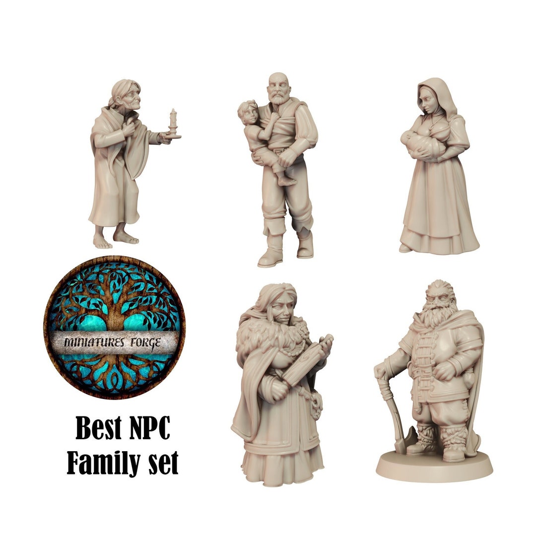 NPC Miniature Townfolk Set Commoner Family Bundle Mini Dungeons and ...