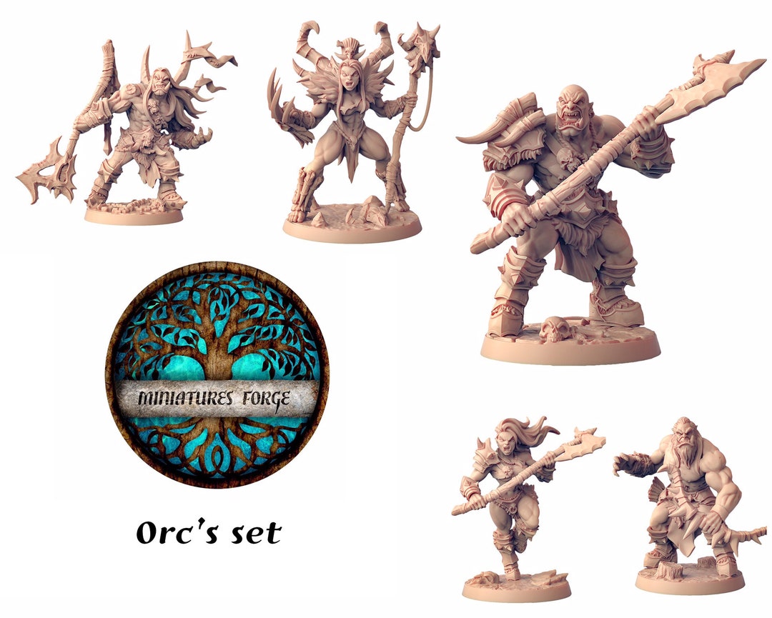 Orc Heroes Set Dungeons and Dragons Mini Tabletop AG - Etsy