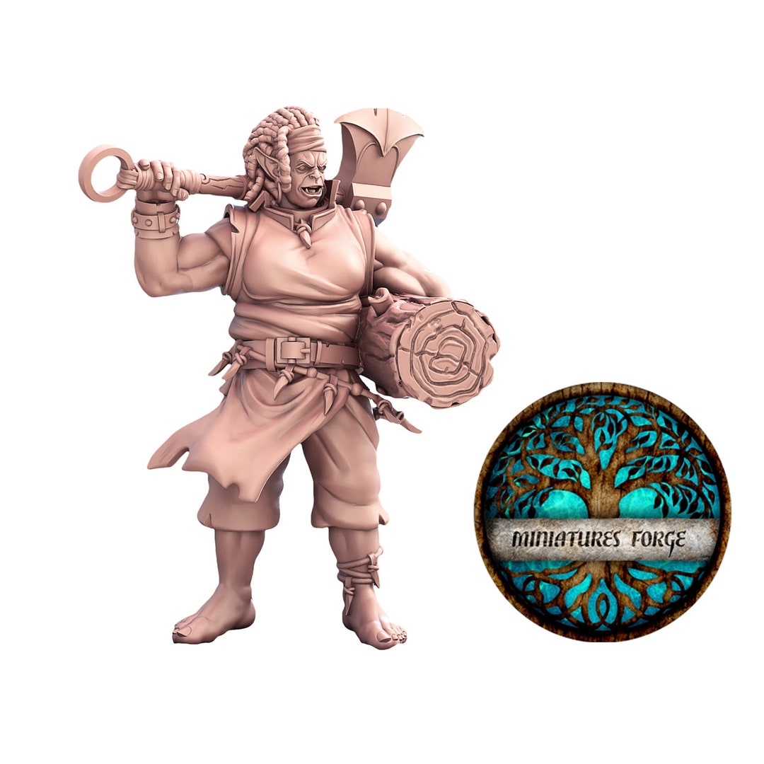 Stl Lumberjack Orc Female Stl Miniatures Get FREE Wooden RPG - Etsy