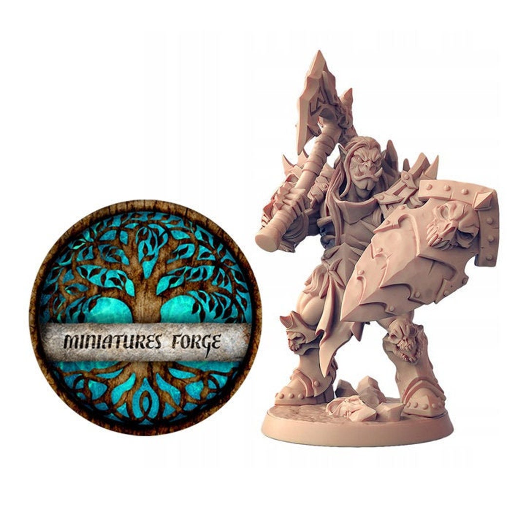 Ag Armored Orc Miniature Shield Barrier Dungeons and Dragons Mini - Etsy