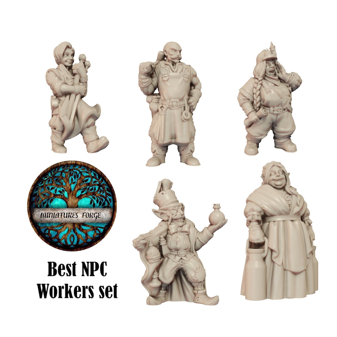 NPC Miniature Townfolk Set Commoner Workers Bundle Mini Dungeons and ...