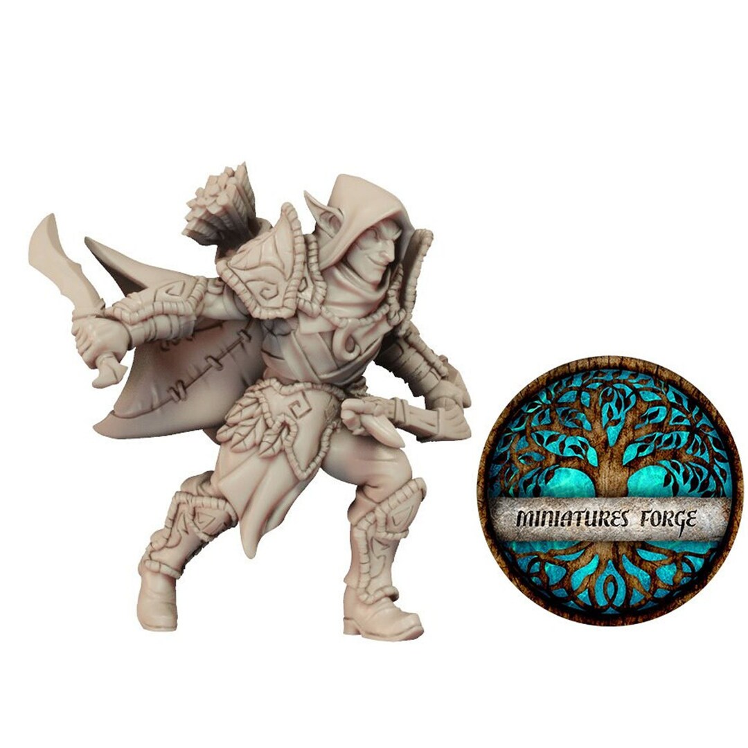 Elf Ranger Miniature Hooded Male Miniature Ag Dungeons and Dragons Mini ...