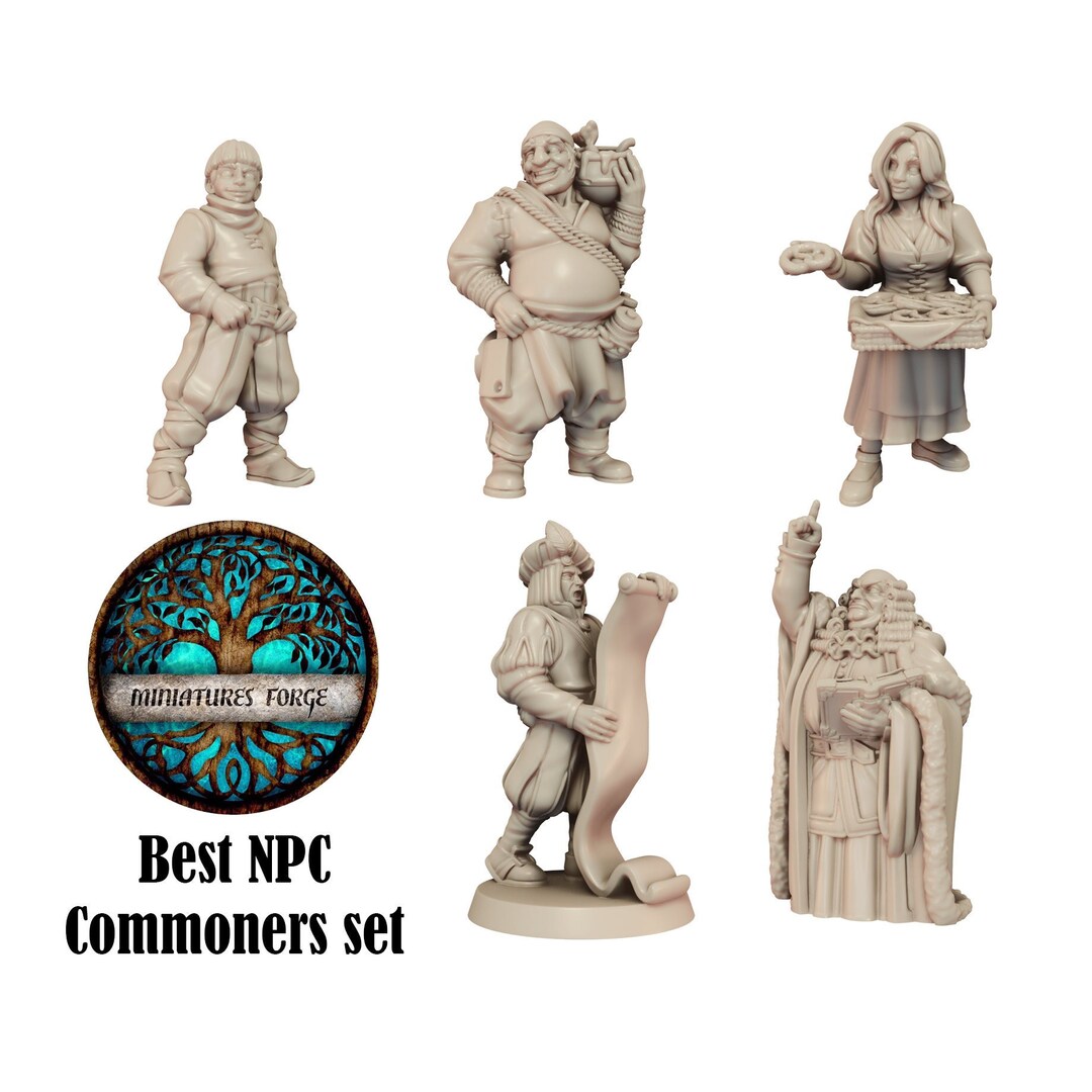 NPC Miniature Townfolk Set Commoner Workers Bundle Mini Dungeons and ...