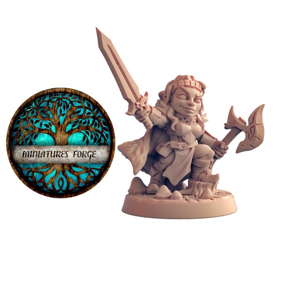 Ag Female Barbarian Gnome Miniature Get FREE Wooden RPG | Etsy