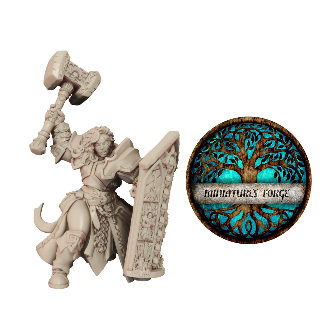 Cleric Miniature Templar Female Miniature Paladin Temple Hammer and ...