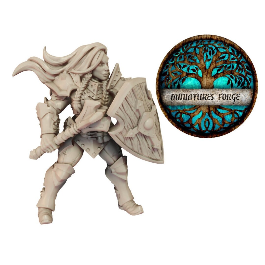 Ag Female Mace Human Fighter Miniature Dungeons and Dragons Mini - Etsy