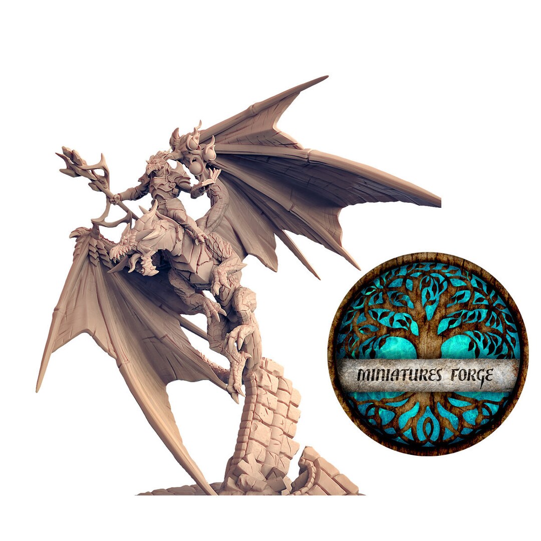 Dragonborn on Huge Dragon Mount Dungeons and Dragons Mini AG - Etsy