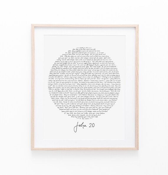 John 20 Handwritten Circle Art Print Bible Verse Wall Art - Etsy