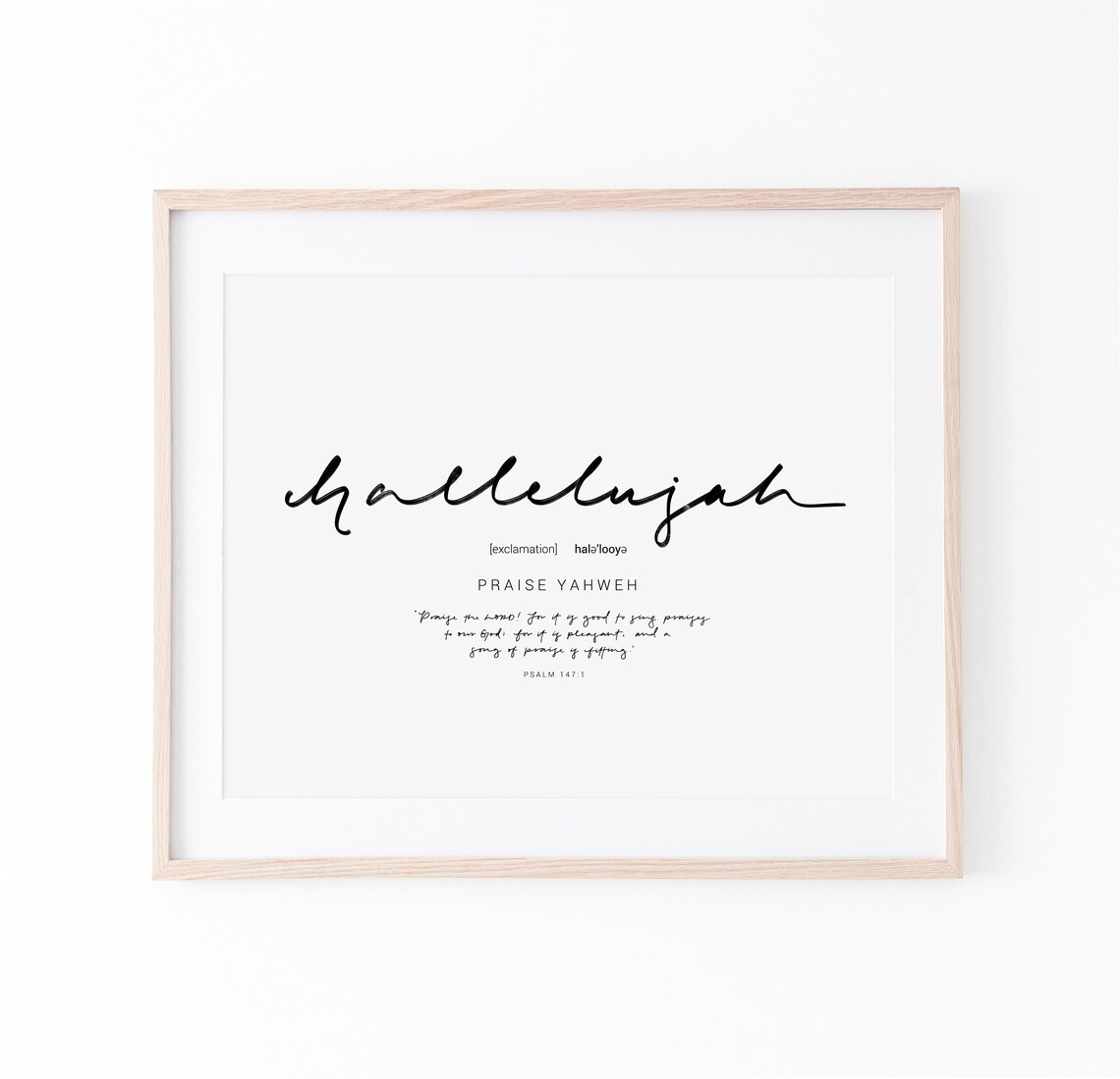 Hallelujah Definition Art Print Bible Verse Art Print - Etsy