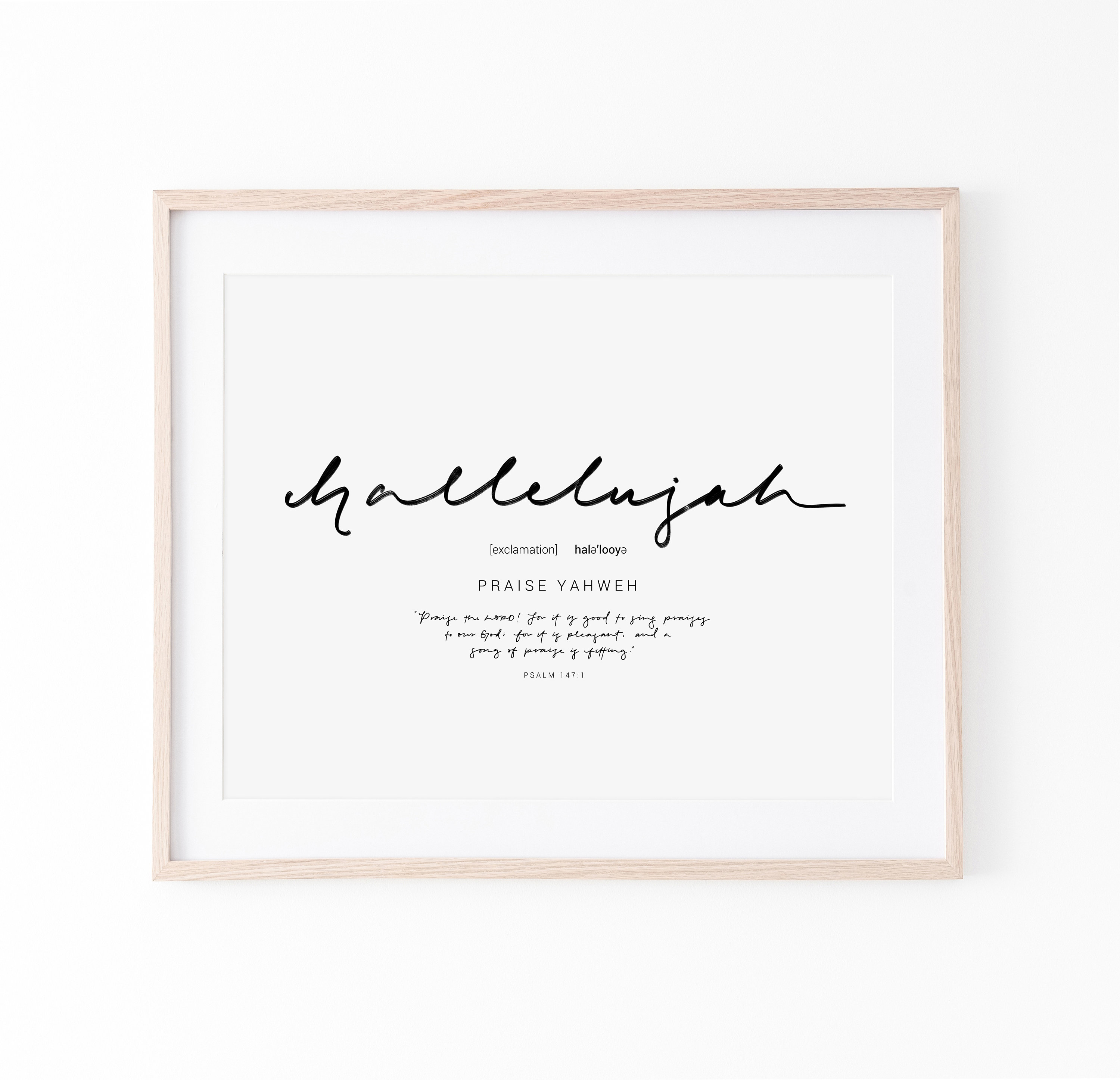 Hallelujah Definition Art Print Bible Verse Art Print | Etsy