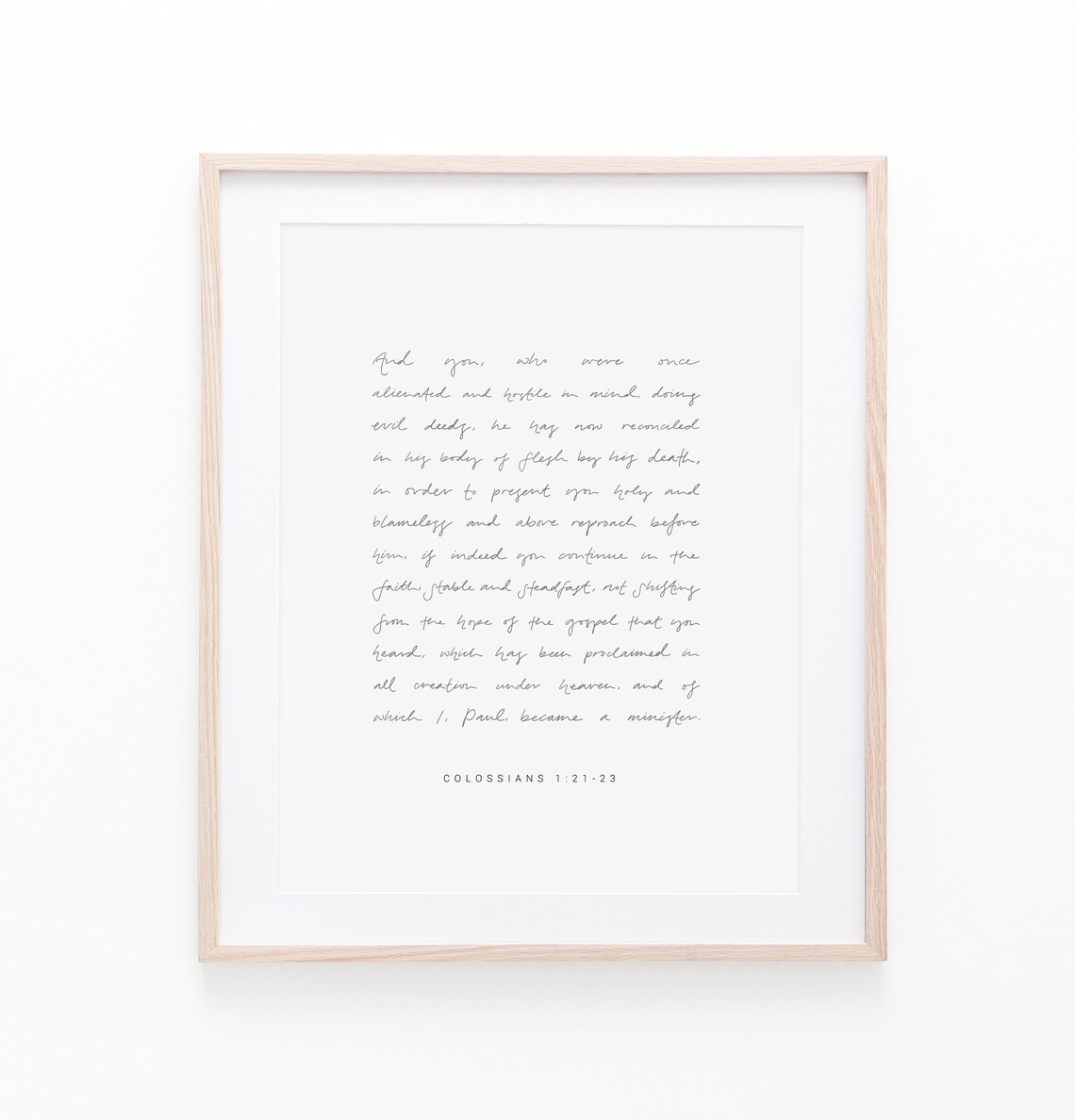 Colossians 1:21-23 Handwritten Art Print Bible Verse Art | Etsy