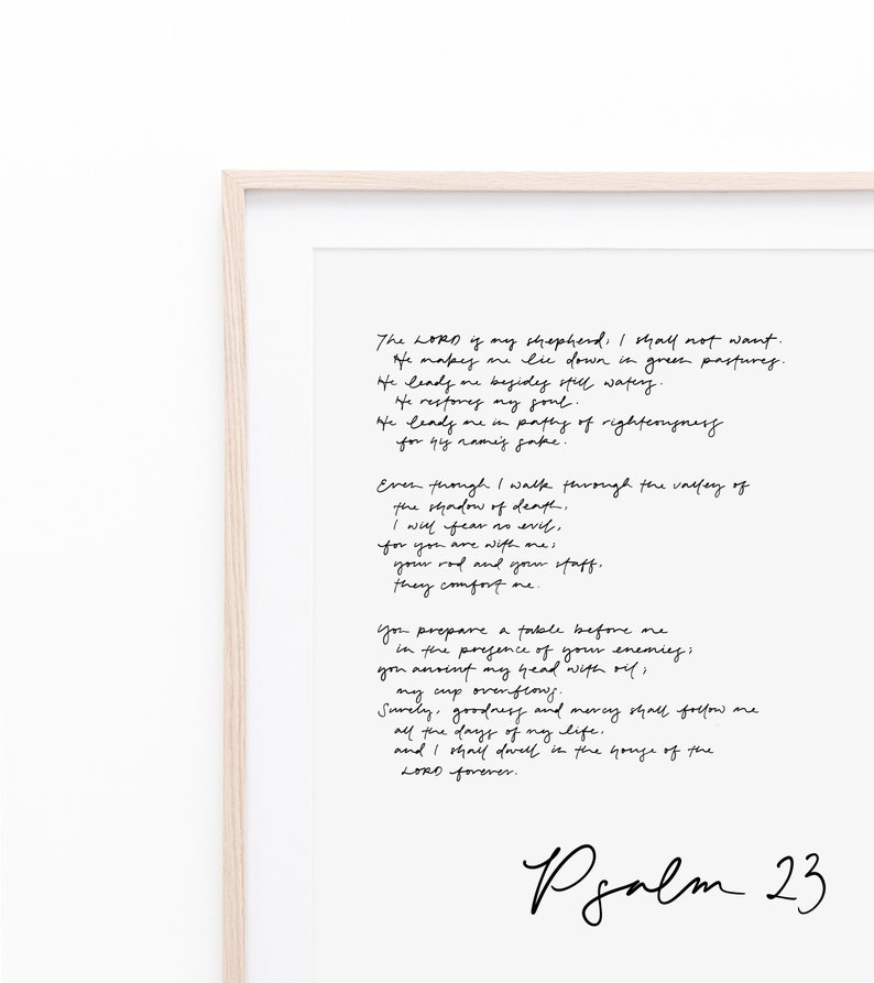 Psalm 23 Handwritten Art Print Bible Verse Wall Art | Etsy