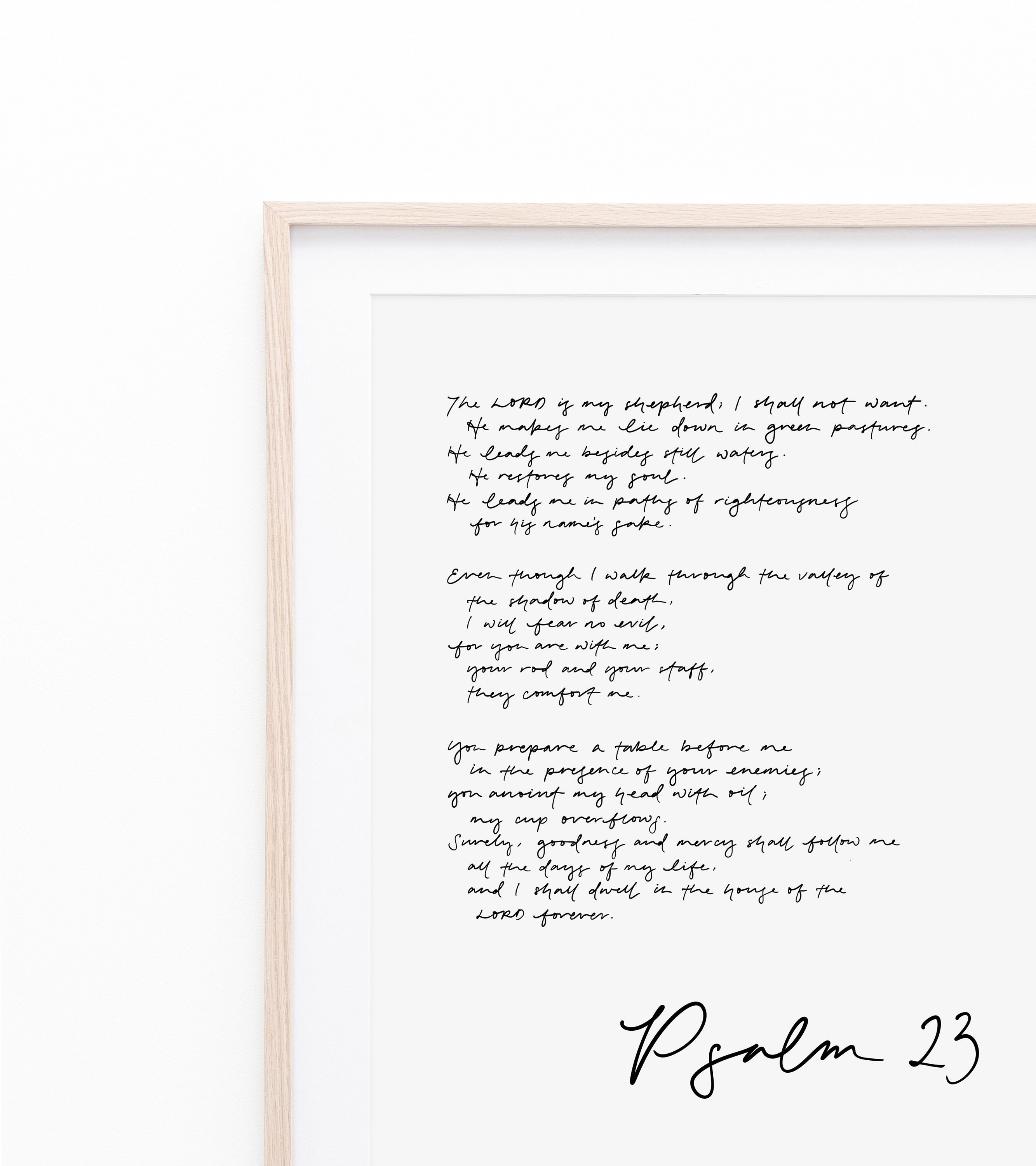 Psalm 23 Handwritten Art Print Bible Verse Wall Art - Etsy