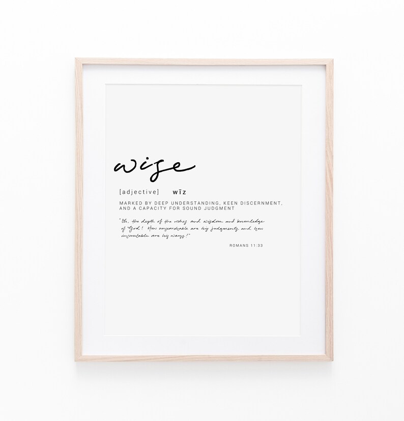 Wise Definition Art Print Bible Verse Art Print Christian | Etsy