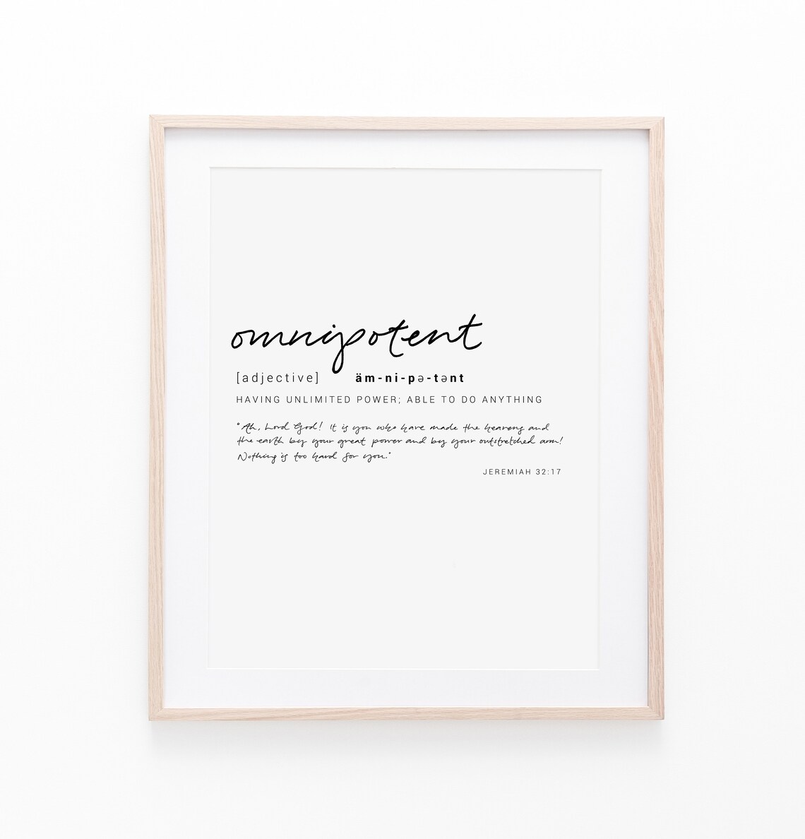 Omnipotent Definition Art Print Bible Verse Art Print - Etsy