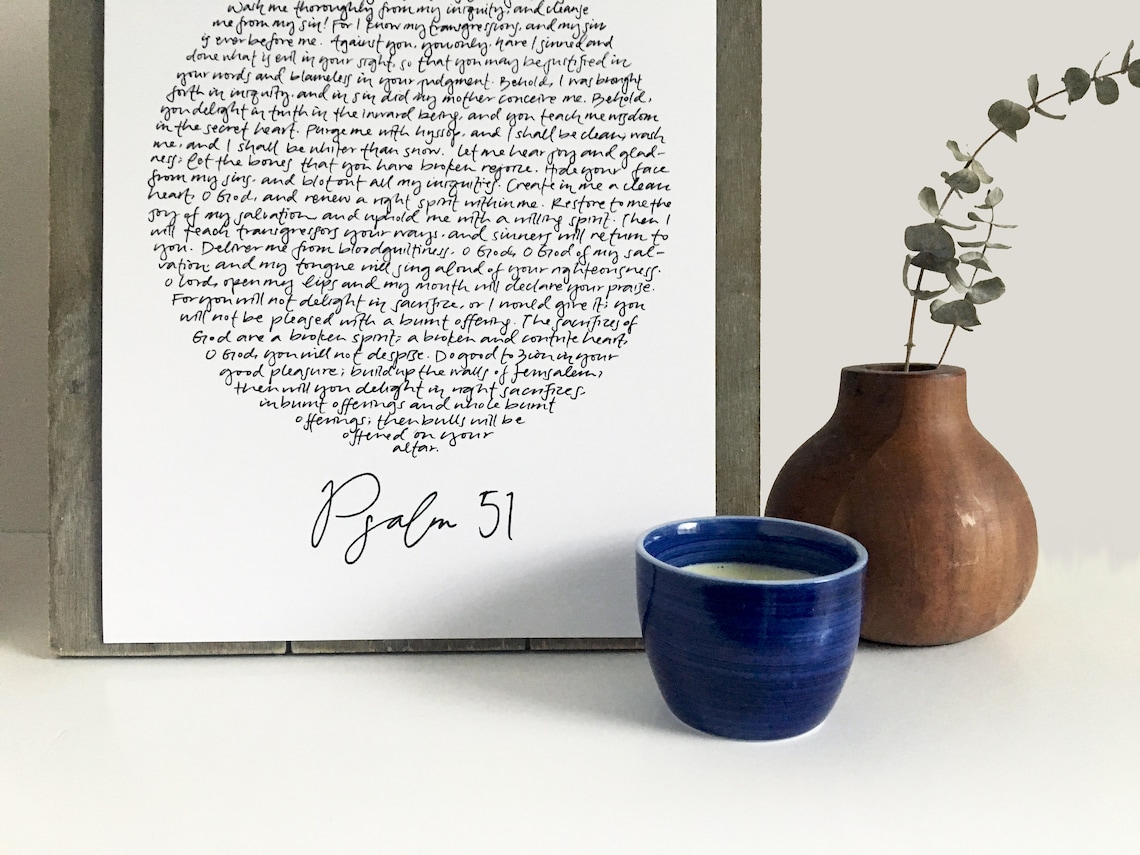 Psalm 51 Handwritten Circle Art Print Bible Verse Wall Art | Etsy