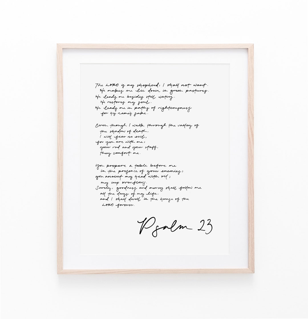 Psalm 23 Handwritten Art Print, Bible Verse Wall Art, Christian Gifts ...
