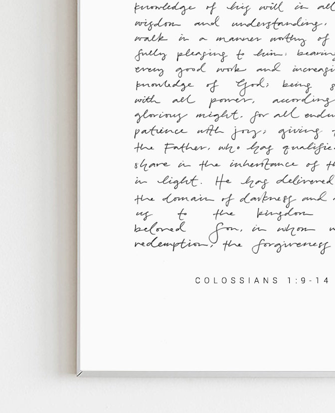 Colossians 1:9-14 Handwritten Art Print Bible Verse Art | Etsy