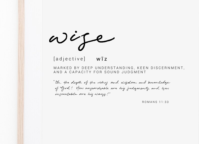 Wise Definition Art Print Bible Verse Art Print Christian | Etsy