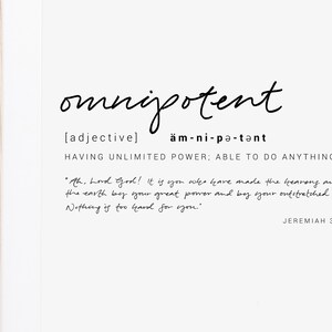 Omnipotent Definition Art Print Bible Verse Art Print - Etsy