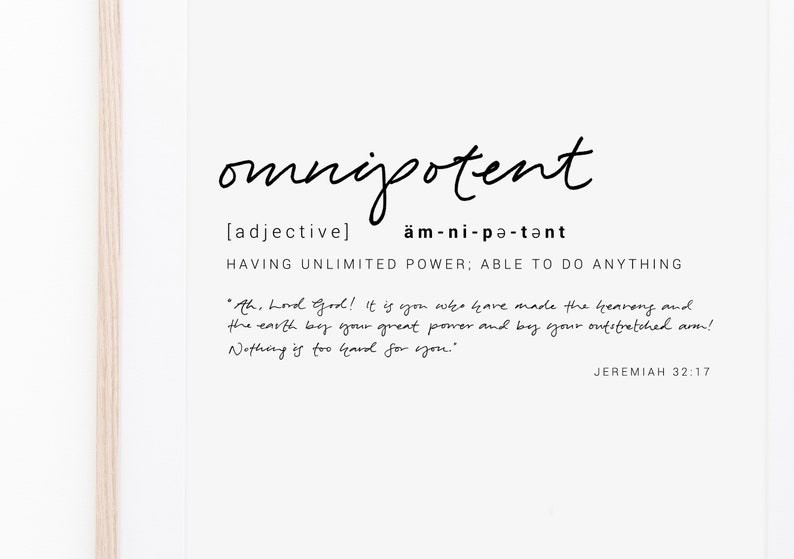 Omnipotent Definition Art Print Bible Verse Art Print - Etsy
