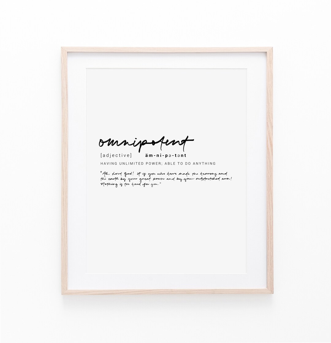 Omnipotent Definition Art Print, Bible Verse Art Print, Christian Gifts ...