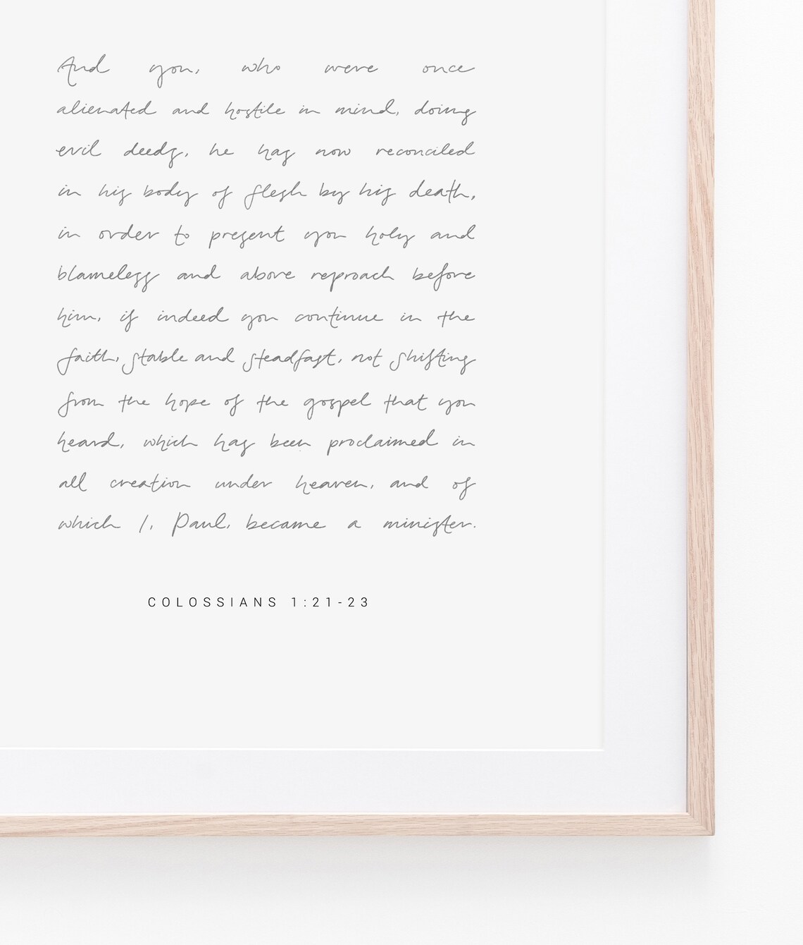 Colossians 1:21-23 Handwritten Art Print Bible Verse Art | Etsy