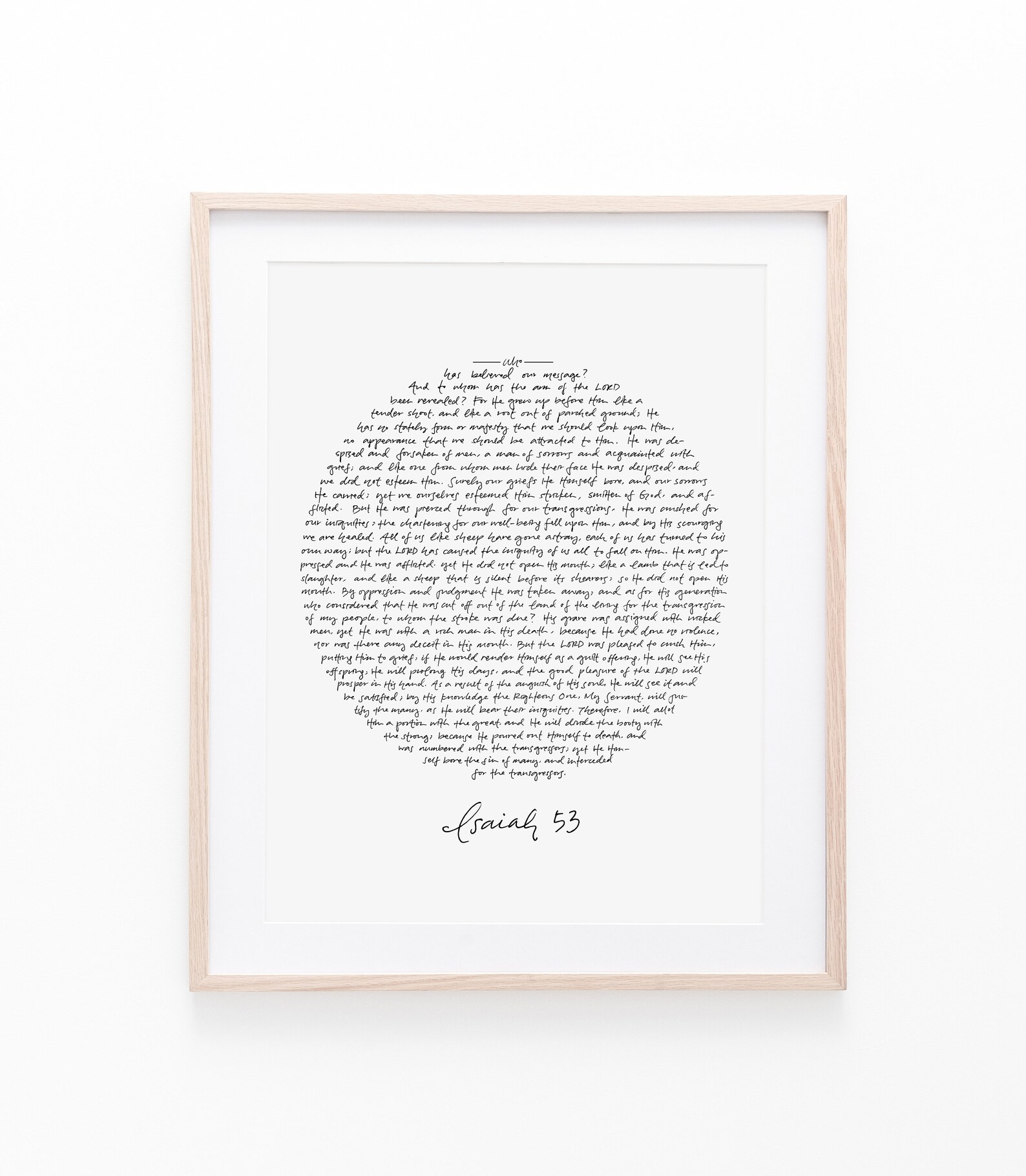 Isaiah 53 Handwritten Circle Art Print Bible Verse Wall Art | Etsy