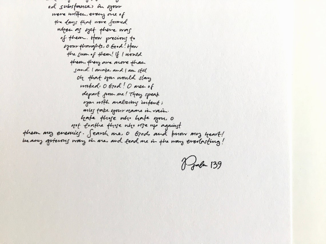 Handwritten Psalm 139 Print Custom Alphabet Print A-Z - Etsy