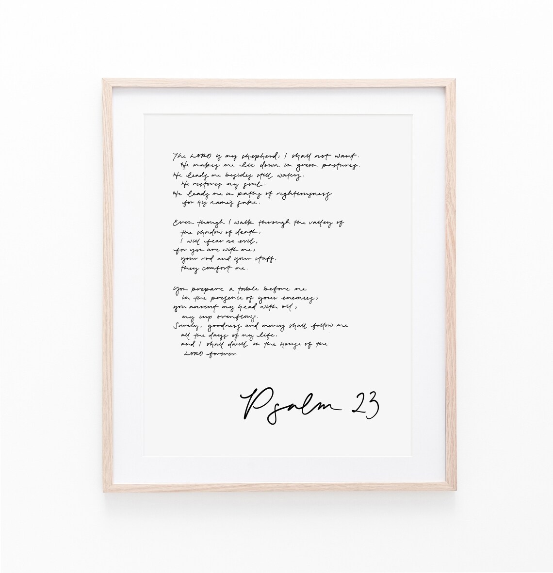 Psalm 23 Handwritten Art Print Bible Verse Wall Art | Etsy