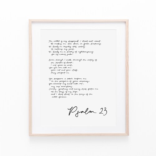 Psalm 23 Handwritten Art Print Bible Verse Wall Art - Etsy
