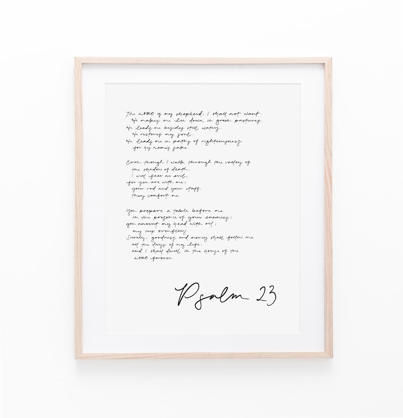 Psalm 23 Handwritten Art Print Bible Verse Wall Art - Etsy