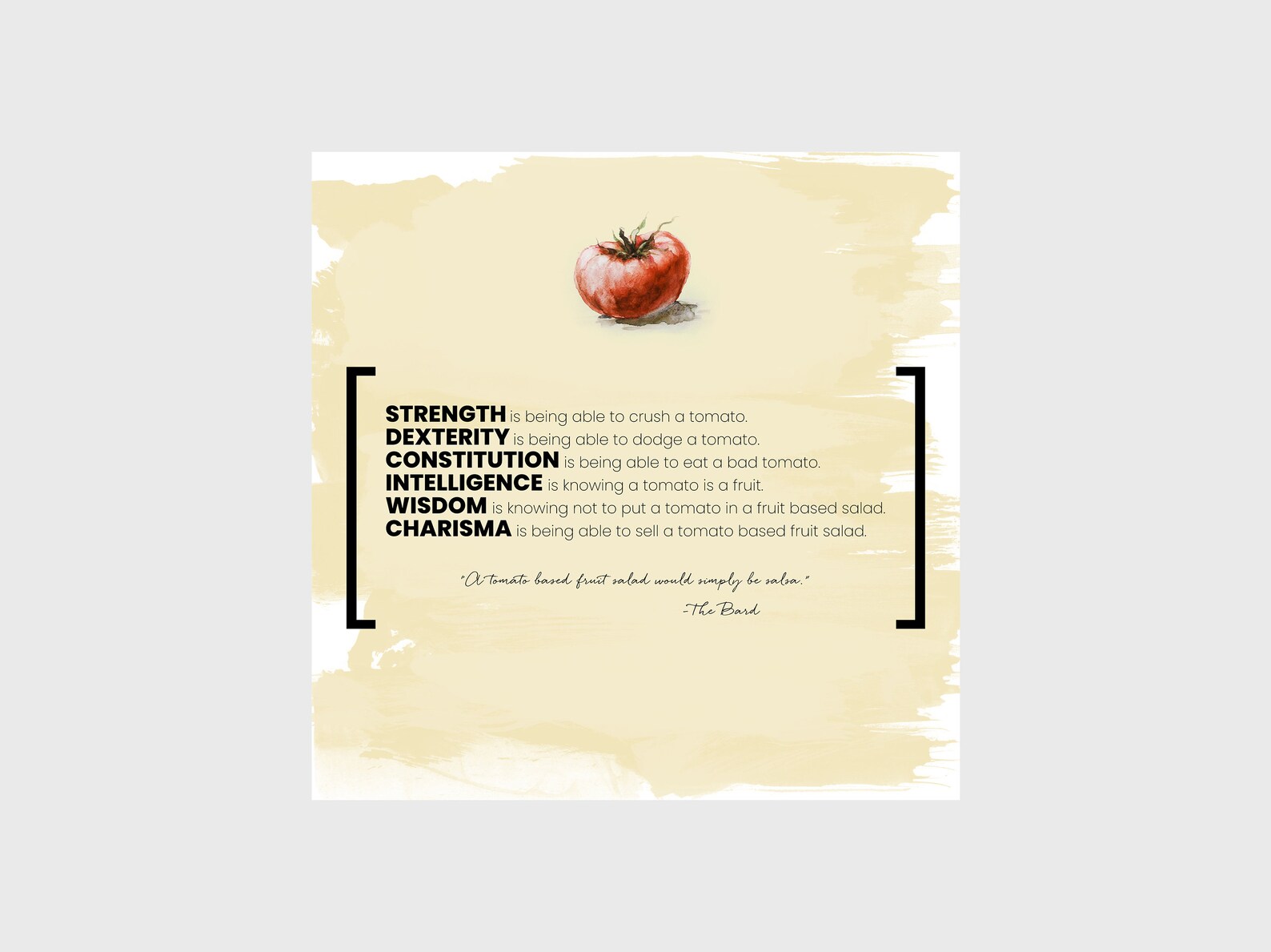 D&D Ability Scores Explained With Tomatoes Digital Art Poster | Etsy