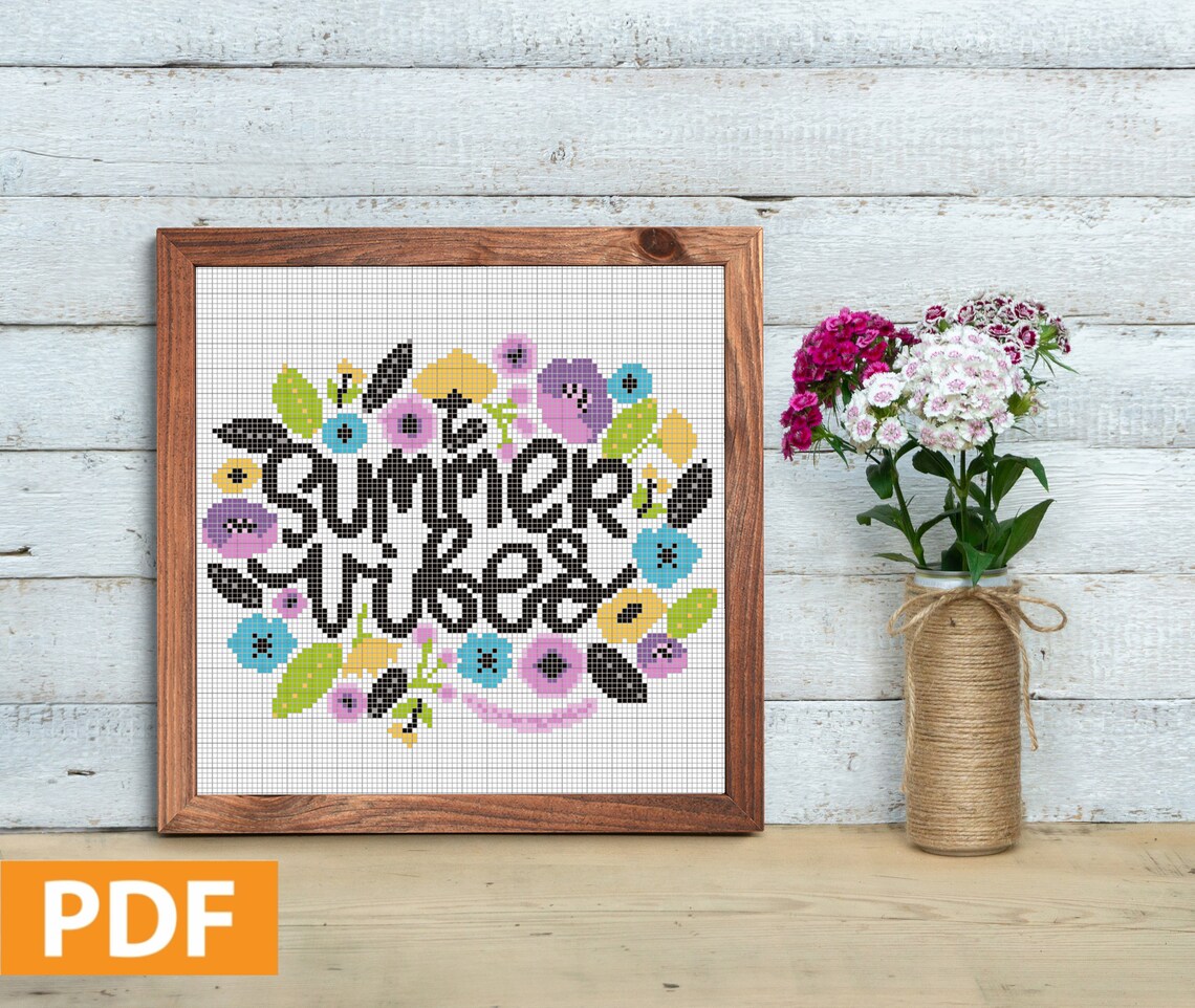 Summer Vibes Cross Stitch Counted Cross Stitch Summer Cross | Etsy