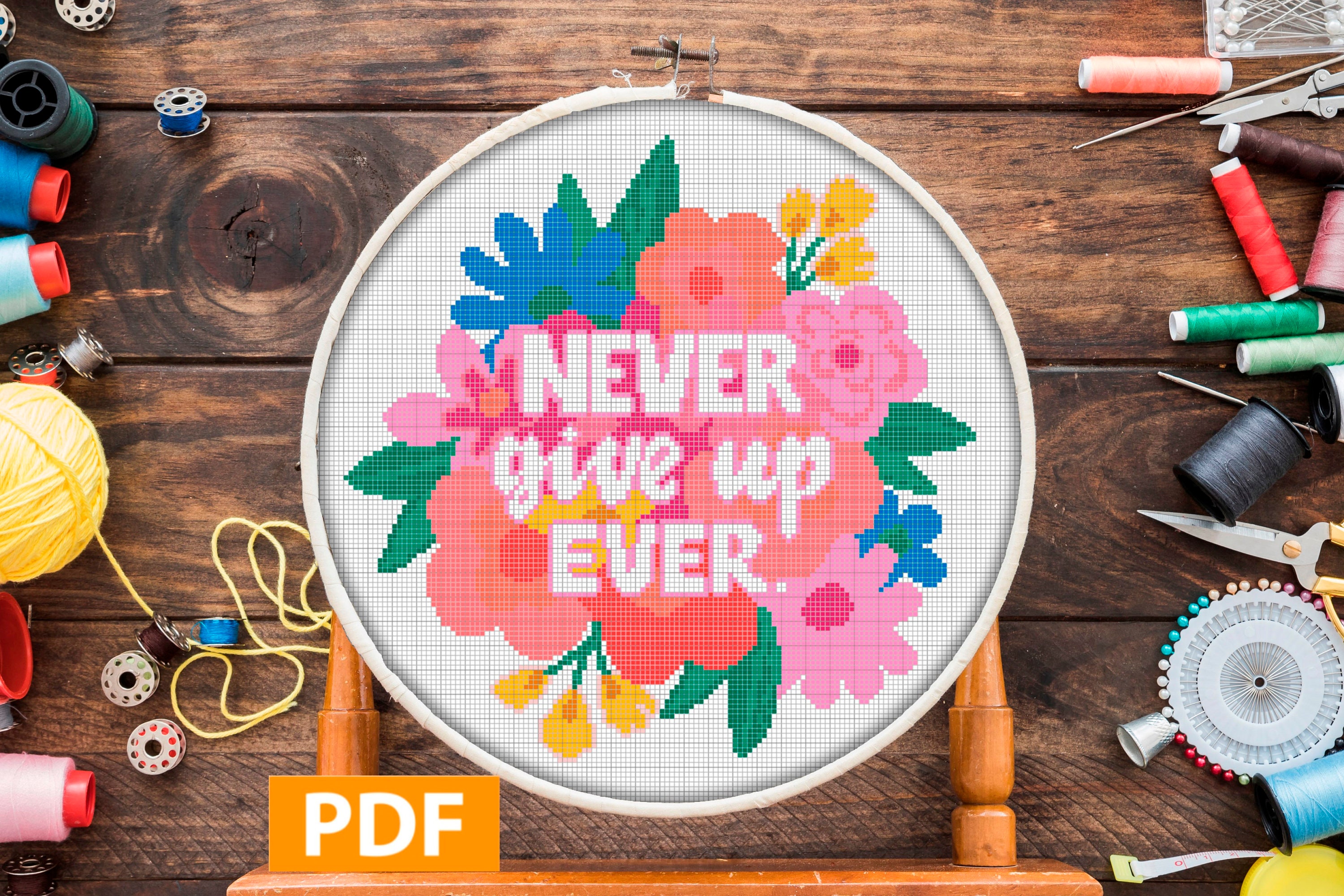 Never Give up Cross Stitch Pattern Positive Cross Stitch - Etsy