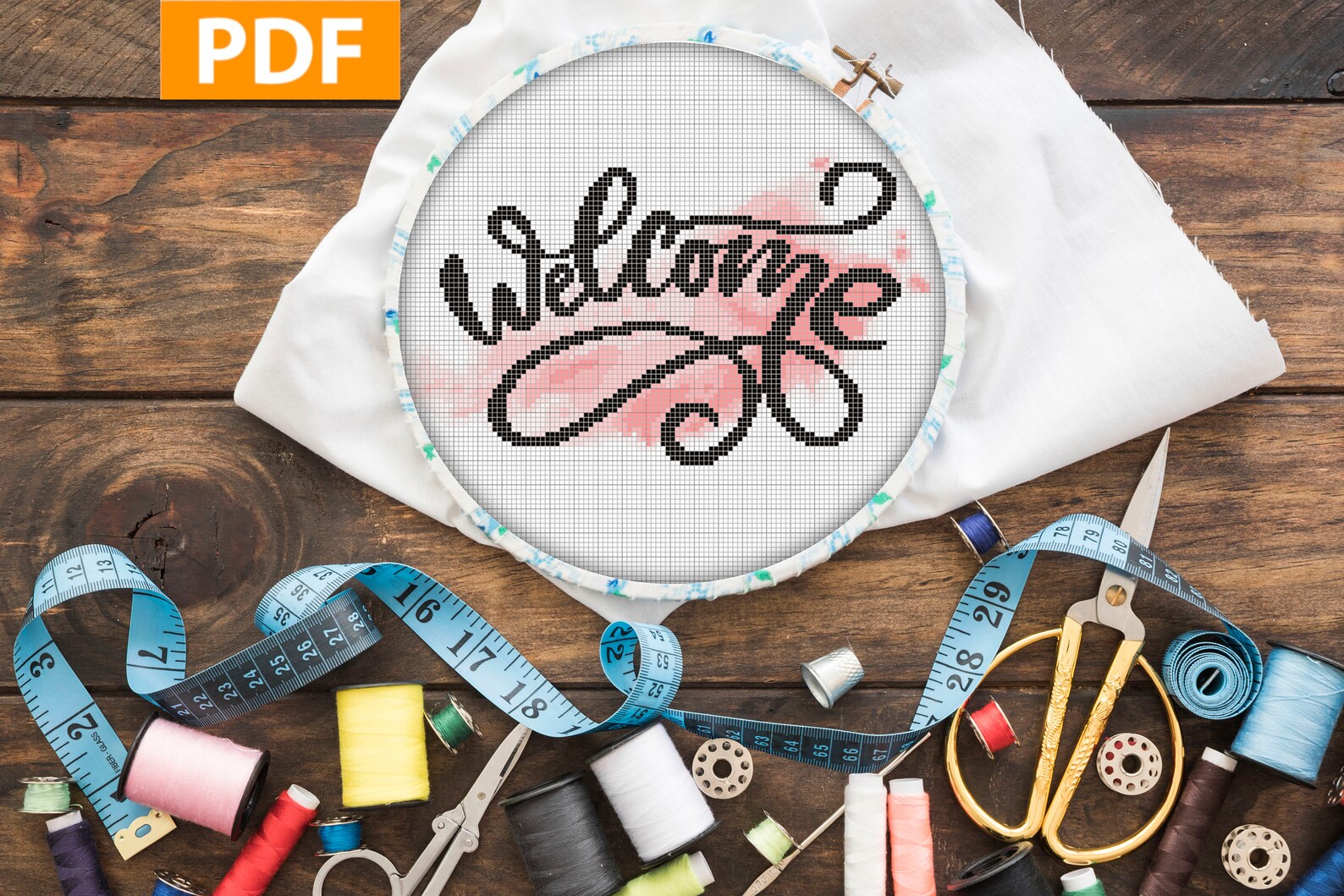 Welcome Cross Stitch Pattern Cross Stitch Quotepdf Chart - Etsy