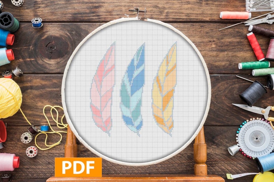 Feathers Cross Stitch Pattern, Free as a Bird Pattern,pdf Chart, Modern ...