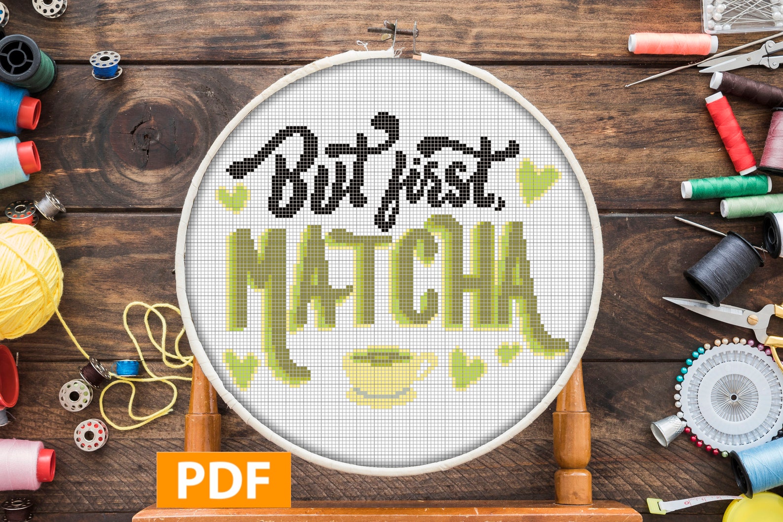 But First Matcha Cross Stitch Pattern Cross Stitch Quotepdf - Etsy
